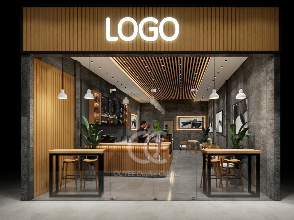 Modern Coffee Shop Interior Design & Custom Fixtures