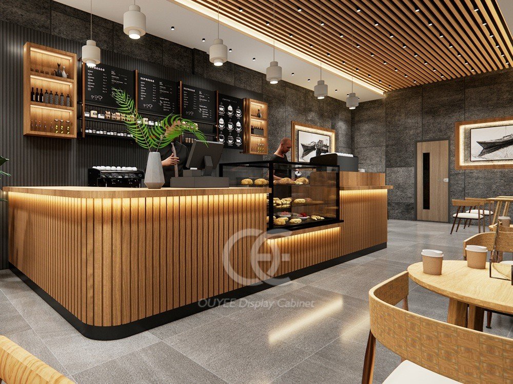 Modern Coffee Shop Interior Design & Custom Fixtures