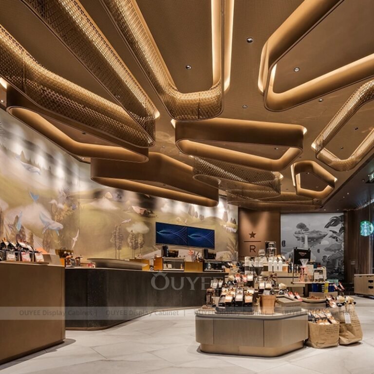 Luxury Coffee Shop Interior Design | Sculptural Ceiling Café Concept