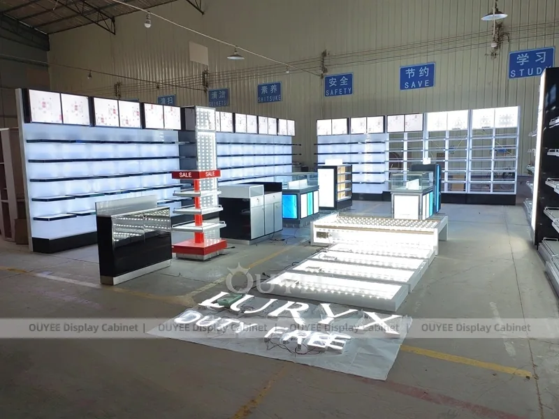 Glowing Perfume Sample Showroom With Square Tester Islands